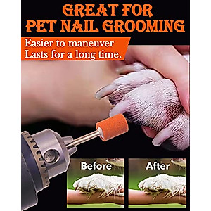 SHITIME 60 Pack Grinding Stone Set 1/8" Shank, Sanding Drill Bit for Rotary Tool Flap Wheel for Grinding, Polishing, Deburring Ferrous Metal, 2 Shaped and 3 Sizes(Orangage, Aluminum Oxide)