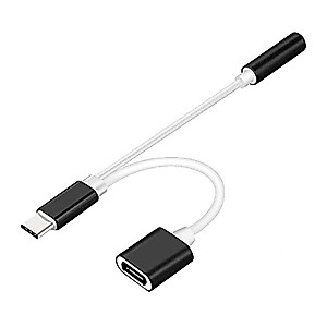 BNMK Adapter ,Type-c to Type-C+3.5mm Audio Adapter Headset Charging Two-in-one Adapter (Black)