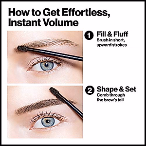 REVLON ColorStay Brow Fiber Filler, Longwearing & Volumizing Waterproof Eyebrow Gel, 305 Dark Brown, 0.23 fl. oz.