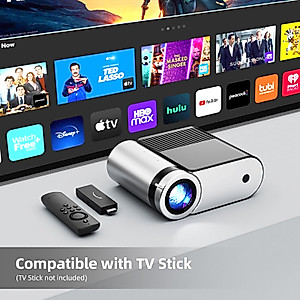 Portable Projector, Movie Projector Support 1080P 200" Display, Compatible with Fire TV Stick/PS4, Projector for Outdoor Movie for Phone with HDMI, VGA, SD/TF, AV, USB