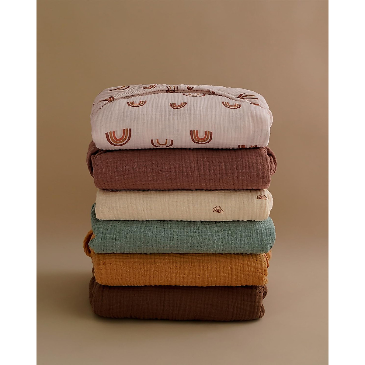 Muslin Crib Sheets Girl, Cotton Neutral Crib Sheet for Baby Girls and Boys, Fitted for Standard Crib Mattress & Toddler Bed Mattress (52"x28"), Soft and Breathable, 2 Pack (Rainbow&Cedar)