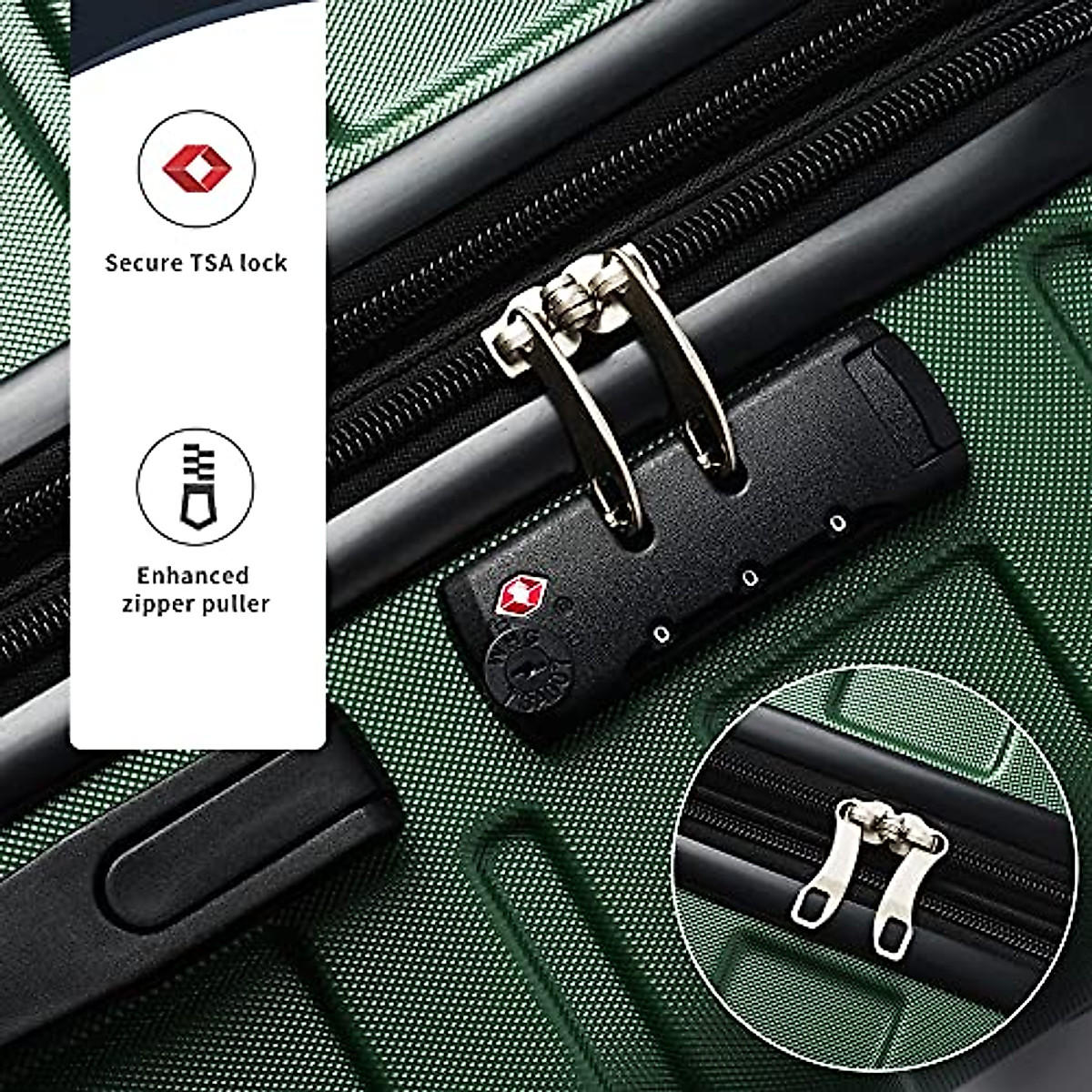 Merax Unisex-Adult (Novelty and Luggage Spinner Expandable Hardshell Lightweight Abs Suitcase 20”24”28”, 3 Pcs Set-Green, One_Size