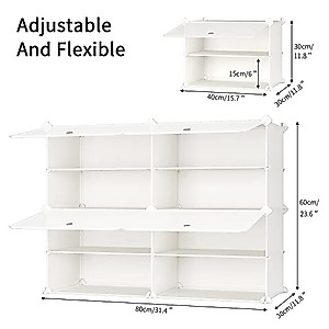 JOISCOPE Shoe Rack, 4 Tier 16 Pairs Shoe Storage Cabinet, Free Standing Shoe Shelf Organizer for Boots Slippers High Heels, for Closet Bedroom Hallway, Entryway