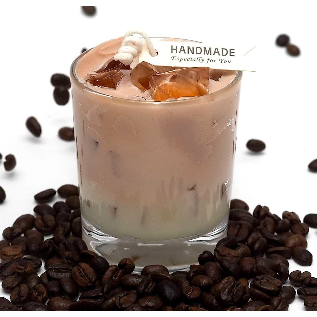 Ezra Design Iced Coffee Scented Candle – Natural and Organic Soy Wax Coffee Candle and Essential Oils – Decorative Iced Coffee Mug Candle for Aromatherapy, Meditation, Home Decor, Brown