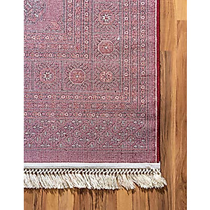 Unique Loom Tekke Collection Over-Dyed Saturated Traditional Torkaman Area Rug, 7 ft x 10 ft, Red/Burgundy