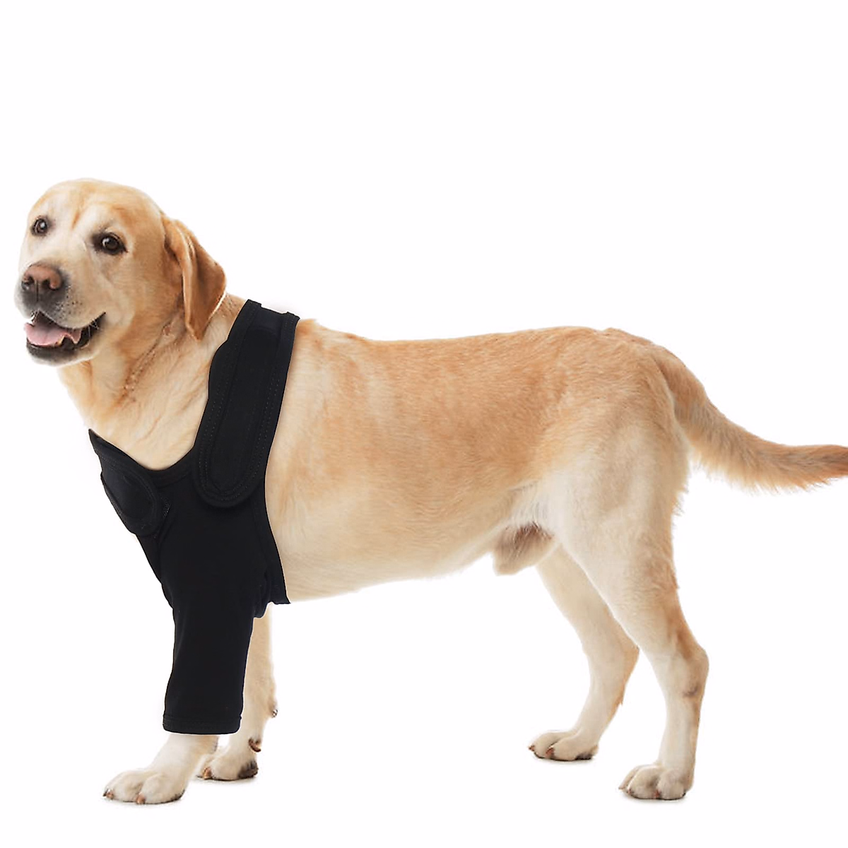 ROZKITCH Dog Surgery Recovery Sleeve Front Right Left Leg, Pet Prevent Licking Wound Elbow Brace Protector, Dog Recovery Suit Cone Collar Alternative for Sprain ACL CCL Arthritis Joint Care Black 2XL