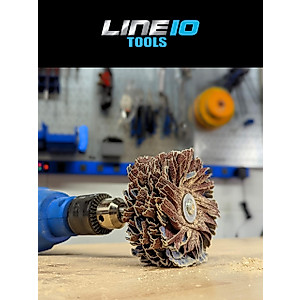 LINE10 Tools 4-inch Sanding Mop Kit, Moulding Flap Sander Wheel for Drill Press 80, 120, 240 Grit, Pack of 3