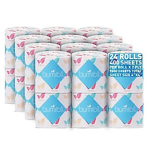 Bumroll Made in USA, 24 Premium Earth Friendly Recycled Toilet Paper Rolls - Soft, Absorbent & Eco-Friendly Bathrooms Tissue Rolls for Home & Office - Septic Safe & RV-Friendly - Bulk Toilet Paper