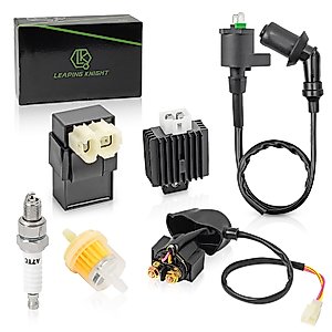 GY6 150cc Ignition Coil AC CDI Box Kit with Solenoid Relay Voltage Regulator Spark Plug for Tomberlin Crossfire 150R Spiderbox Go Karts GY6 150cc Engine Scooter Moped American Sportworks 150 GTS