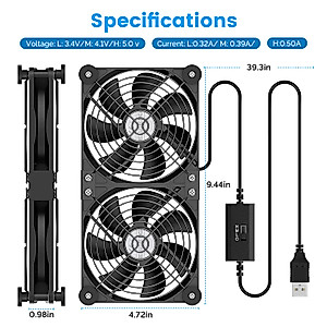 ELUTENG Dual USB Computer Cooling Fan High Speed 120mm Computer Fan Adjustable 5V USB Port Heatsink USB Cooling Fan 12cm for Laptop Receiver DVR PlayStation Xbox Desk Computer Cabinet Cooling