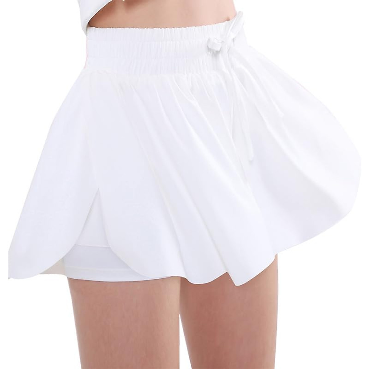 3 Pack Girls Flowy Butterfly Shorts Athletic 2 in 1 Running Skirt Shorts Preppy Cheer Gymnastics Flow Kids Clothes Black White Pink 8Y