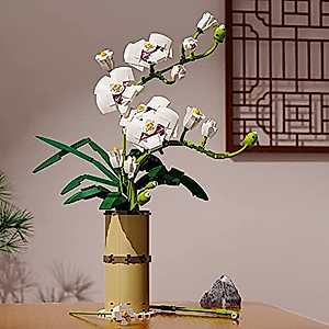 588 Pieces Flower Bouquet Building Kit Orchid Bonsai Building Blocks Set for Adults,Valentine's Day Birthday for Her,Artificial Flowers DIY Home Office Decor