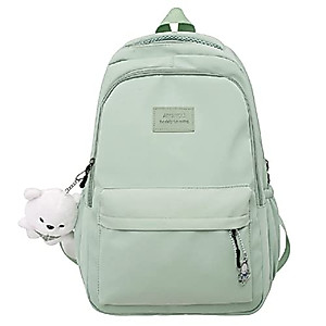 Cute Backpack Kawaii Backpack Aesthetic Supplies Cute Aesthetic Backpack for College Laptop Travel Supplies (Green)