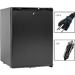 Smad Mini Fridge with Lock Compact Refrigerator for Bedroom Dorm Office No Noise,12V/110V,1.0 Cubic Feet, Black