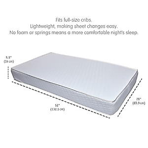 BreathableBaby EcoCore 200 Crib Mattress, Stain Resistant, No VOCs, Phthalates, or Flame Retardant Chemicals, No Latex, Glue, or Off Gassing, 52" x 28" x 6", Natural, 12 lb