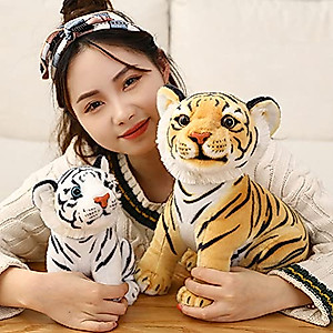 GUDVES Tigers Plush Toy Stuffed Animal Plush Cat - by Tiger Tale Toys Cute Lifelike Tiger Stuffed Animals Animals Kids Toy Gift for Boy Baby Hug Tiger - Lifelike Stuffed Animal (7.8 in, Yellow Tiger)