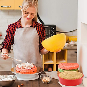 Round Cake Pans Silicone Molds for Baking, Red, Set of 3, Bakeware Pan for Layer Cakes, Cheese Cakes, Bread, Chiffon and Rainbow CakeNonstick&Quick Release Baking Pans(4 Inch, 6 Inch, 8 Inch)