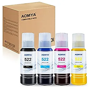 Aomya Compatible T522 Refill Ink Bottle Kit Premium Ink for EcoTank ET-2720, ET-4700 Printers Black, Cyan, Magenta, Yellow 4-Pack 100ML