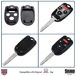 STAUBER Best Honda Key Shell Replacement for Accord, Ridgeline, Civic, and CR-V - KR55WK49308, N5F-A05TAA, N5F-S0084A - NO LOCKSMITH REQUIRED! Save using your old key and chip! - 2 Pack (Black)