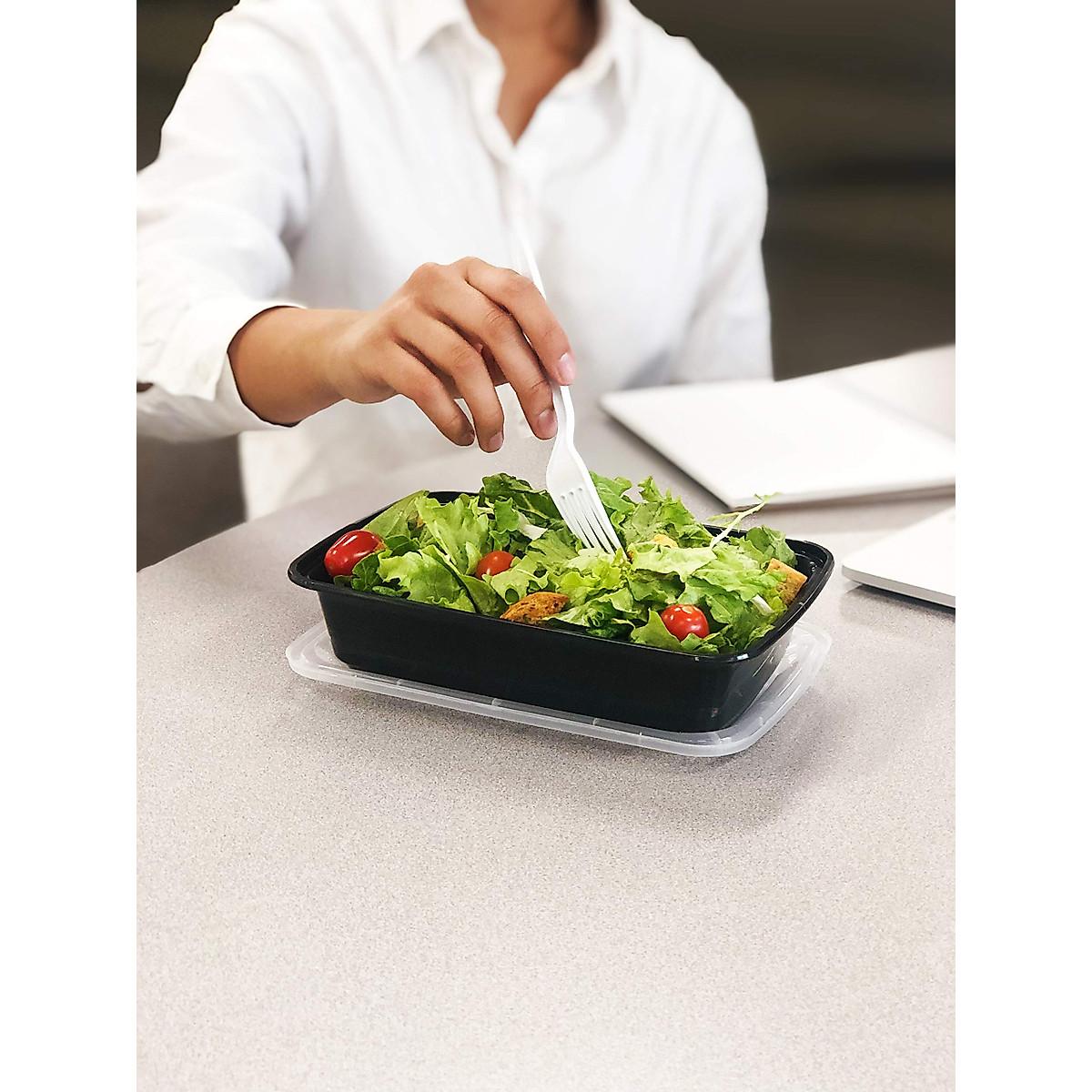 Reli. (50 Pack 28 oz. Meal Prep Containers - 1 Compartment Food Containers with Lids, Stackable Microwavable Freezer Dishwasher Safe Plastic Food Storage - Black Reusable BPA Free Bento Box/Lunch Box