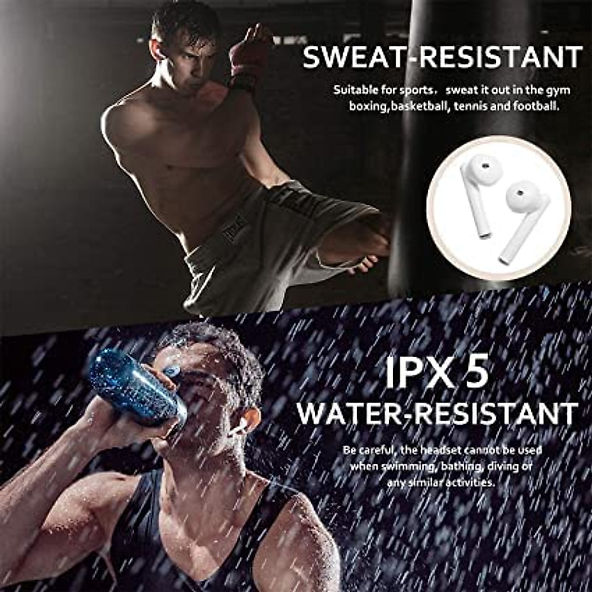 Wireless Earbud,Bluetooth 5.0 Earbud Stereo Bass,Bluetooth Headphones in Ear Noise Cancelling Mic,Earphones IPX5 Waterproof Sports,30H Playtime USB C Mini Charging Case Ear Buds for Android and iOS