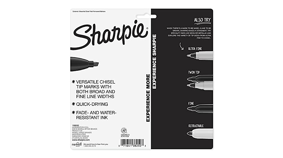 Sharpie Permanent Markers - 8 Color Set with Chisel Tip for All Surfaces