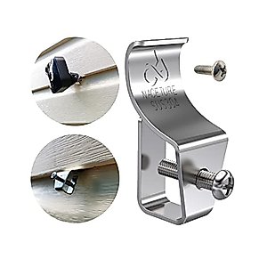NACETURE Vinyl Siding Hooks (6 Pack) Vinyl Siding Clips for Hanging Outdoor Decorations for Patio - Heavy Duty No-Hole Needed Siding Screws Stainless Steel for Mount Home Security Camera Porch Décor