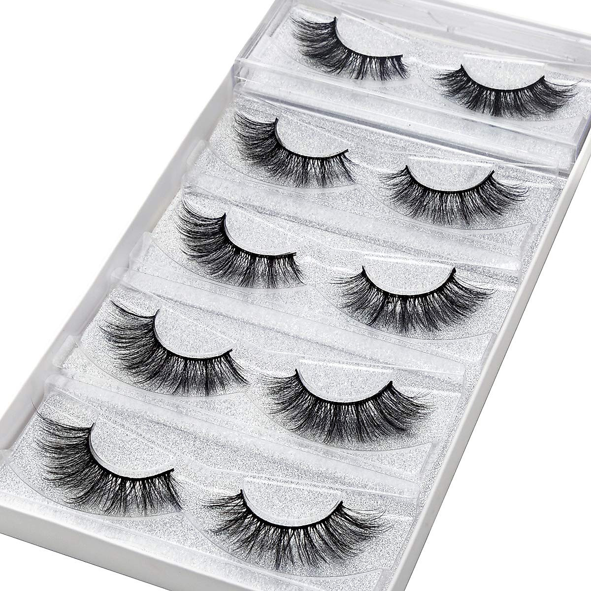 DYSILK Fake Eyelashes Natural Lash - Mink Lashes 5 Pairs 6D Wispy Lash Pack - Eye Lashes Strip Eyelash Extension Kit Reusable False Lashes Natural Look | 002-16mm