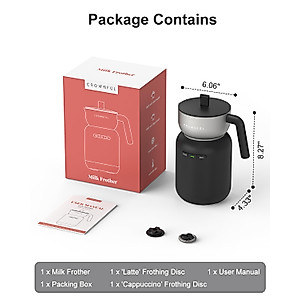 CROWNFUL Milk Frother, Electric 5-in-1 Milk Frother and Steamer with Temperature Control, Dishwasher Safe, Auto Shut-Off Frother for Coffee, Latte, Cappuccino, Macchiato