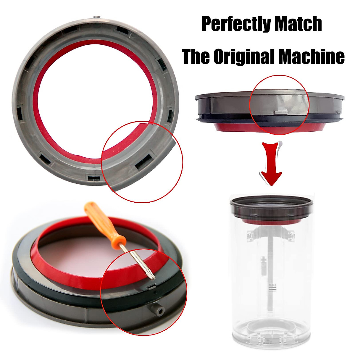 Dust Bin Sealing Rings Replacement For Dyson V11 SV14 SV15 / V15 SV22 Bin Parts, Compatible With Dyson Part 970050-01 965443-01 Bin Cups
