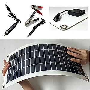 PHASFBJ Flexible Solar Panel Kit 18V Portable Solar Battery Charger with MPPT Controller, with Alligator clamp and car Charger Adapter Cable, for Boat, Car, Caravan,20a Controller