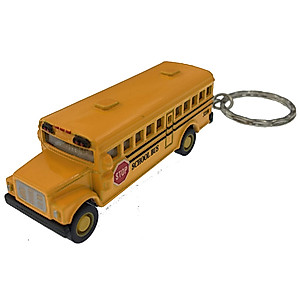 KiNSFUN Classic Mini School Bus 2.5 Inches Die Cast Metal Model Key Chain