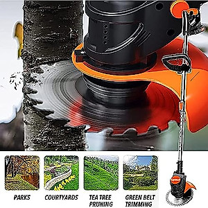 Lawn Mower, Power Electric Rechargeable Weeder with Hand Push 600W Adjustable Length 90-120CM Rotatable Machine Head for Home Small Garden