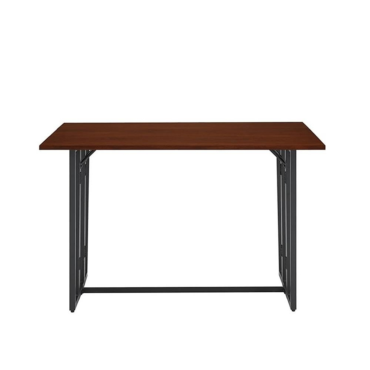 Walker Edison Cesi Contemporary Adjustable Drop-Leaf Dining Table, 47 Inch, Dark Walnut Veneer/Black