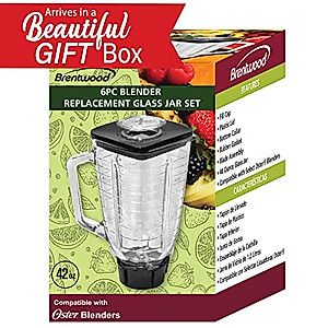 Brentwood P-OST722 Replacement Glass Jar Set, Oster Blender Compatible, 0.33 Gallon Capacity