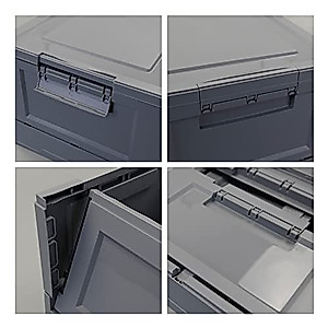 Morcte 2-Pack Collapsible Plastic Storage Box with Lids, Folding Storage Bin, Gray