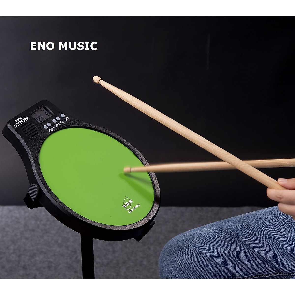 Eno Music Rubber Beginner Drum Practice Pad with Audible Metronome 2 in 1 Percussionists Rhythm Training Tool