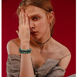 CASDAN 6 Pcs 8mm Semi-Precious Gemstones Beaded Bracelets for Women Men Healing Crystal Stone Bracelet Stretch Round Beaded Elastic Bracelets Unisex Jewelry Gifts(TIGER Eye)