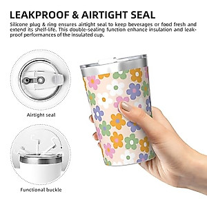 Colorful Floral Flowers Pattern - 12oz Coffee Tumbler Insulated Tumblers Iced/Thermo Coffee Mug Cup Gifts for Women Men Couples Car Party Office