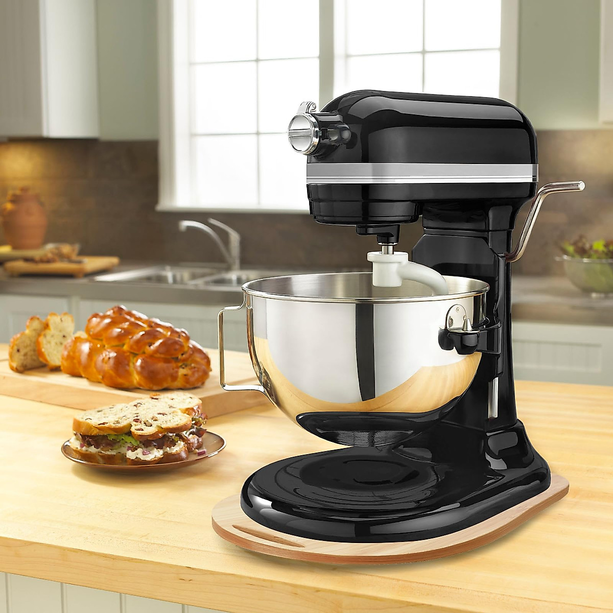 Kitchen Appliance Slider Mat for Kitchen aid 5-8Qt Bowl Lift Stand Mixers, Bamboo Slide Board Compatible with 5-8QT Professional Bowl-lift Stand Mixer, Under Cabinet Sliding Tray for Countertop