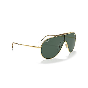 Ray-Ban RB3597 Wings Shield Sunglasses, Gold/Dark Green, 33 mm