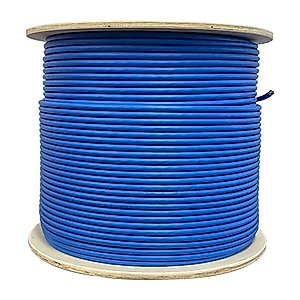 Cat6 Plenum Shielded (CMP) Overall Foil Shield (F/UTP), 1000ft, 23AWG | 100% Solid Bare Copper | 550MHz | Bulk Ethernet Cable, Available in Blue, White & Black Color (Blue)