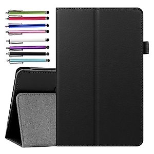 EpicGadget case for Lenovo 8" Tab M8 Gen 3/Smart Tab M8 Gen 3 2022/Tab M8 HD LTE 2021/Tab M8 HD/Smart Tab M8/Tab M8 FHD 2019 - Lightweight Folio PU Leather Folding Stand Cover Case (Black)