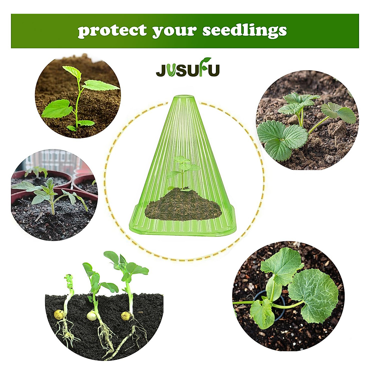 JUSUFU Garden Cloches for Plants, 20 Pack Plant Covers Reusable Plant Bell Cover Protects Plants from Birds, Frost,Snails Etc.