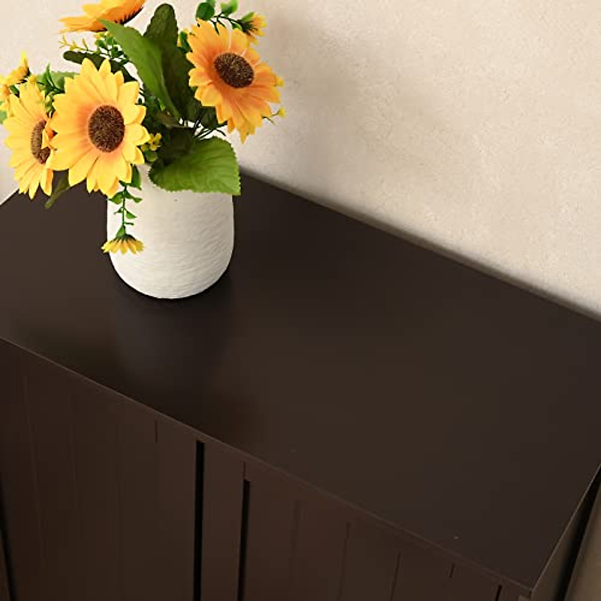 Iwell Bathroom Storage Cabinet, Modern Floor Cabinet with Adjustable Shelves & Double Doors, Freestanding Organizer Cabinet for Living Room, Bathroom, Bedroom, Espresso