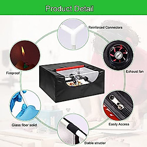 Esoilga Laser Engrave Enclosure with Vent, Fireproof Laser Engraving Machine Protective Cover with Exhaust Pipe and Exhaust Fan Compatible with xTool D1 Atomstack A5 ORTUR Aufero, Eye Protection