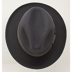 Swift - Fedora - Lightweight - 100% Wool Felt - Crushable for Travel - Water Resistant - Snap Brim - Dark Grey 58cm