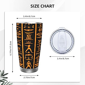 AYCZN Egyptian Hieroglyph 20 OZ Tumbler Stainless Steel Travel Coffee Mug, Ancient Insulated Water Bottle with Lid and Straws Leakproof Thermal Cup