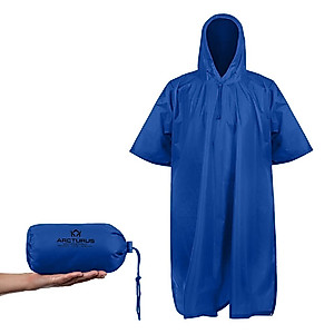 Arcturus Lightweight Ripstop Nylon Poncho with Adjustable Hood (Blue)