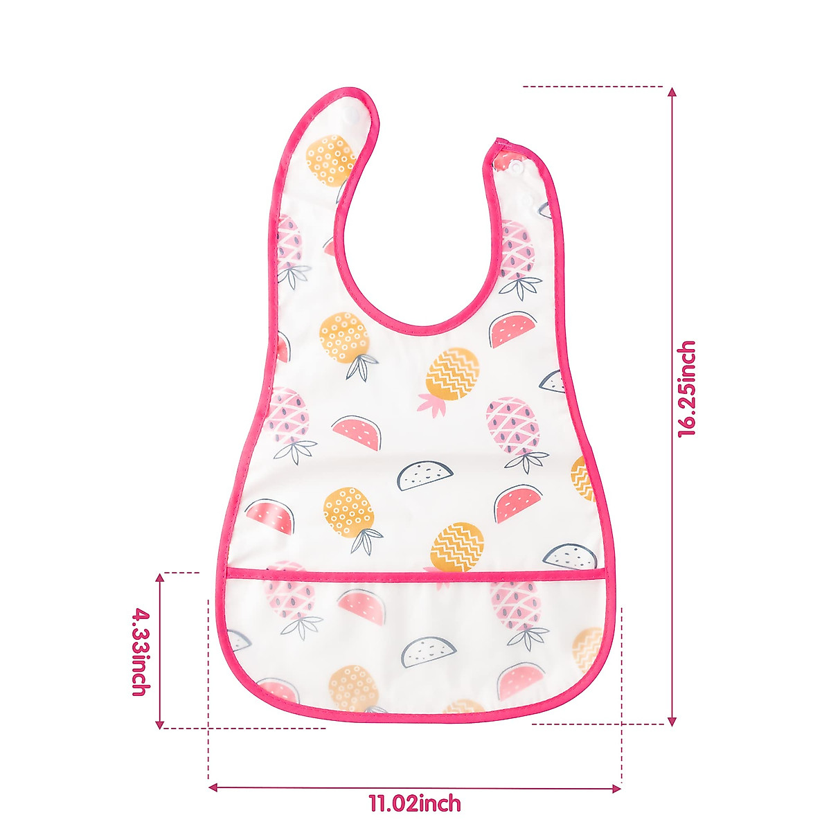 R HORSE 5Pcs Baby Bibs Set Cotton Toddler Bibs with Crumb Catcher Pocket & Snaps Baby Feeding Bibs Waterproof Food Bibs Infant Feeding Bibs with Fruit Pattern for Infants Babies Toddler 6-36 Months